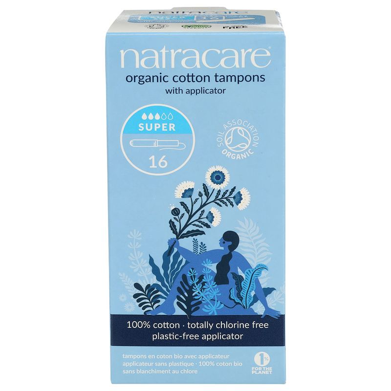 Natracare Organic Cotton Super Tampons with Cardboard Applicator ...
