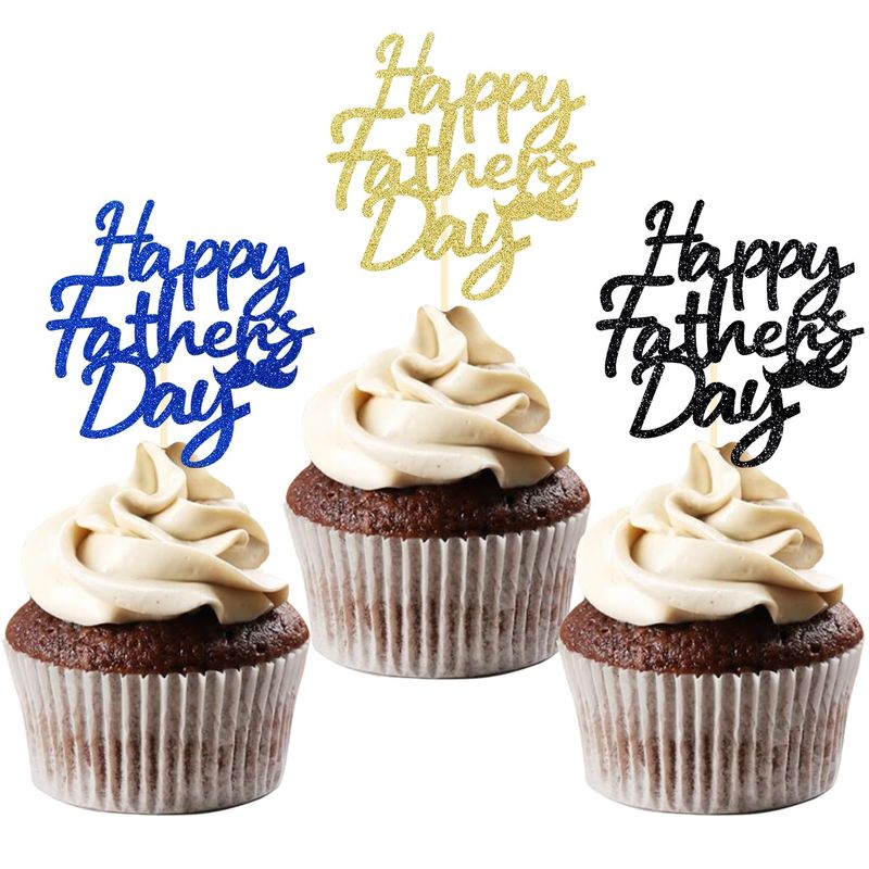 24Pcs Happy Father's Day Cupcake Toppers for Father's Day Decorations ...