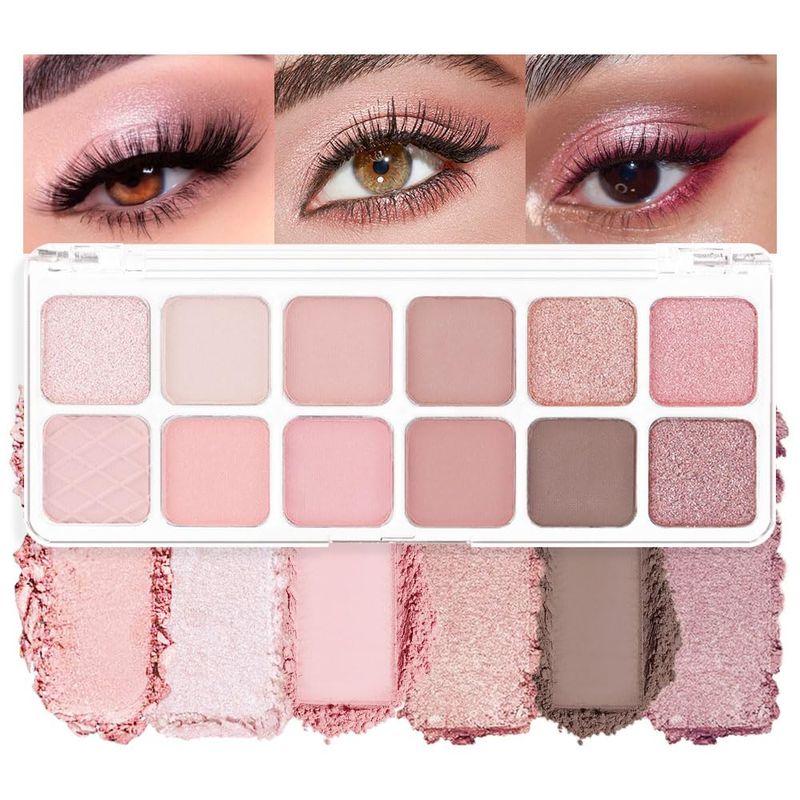 AMY'S DIARY 12-Color Pink Purple Eyeshadow Palette for Versatile Day-to ...