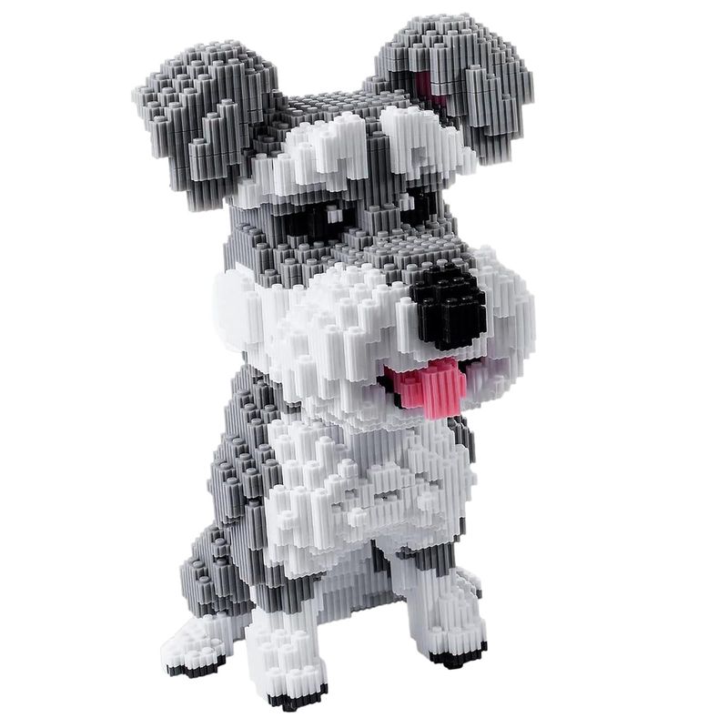 Schnauzer Dog Building Blocks Pet Micro Building Toy, Mini Bricks 3D ...