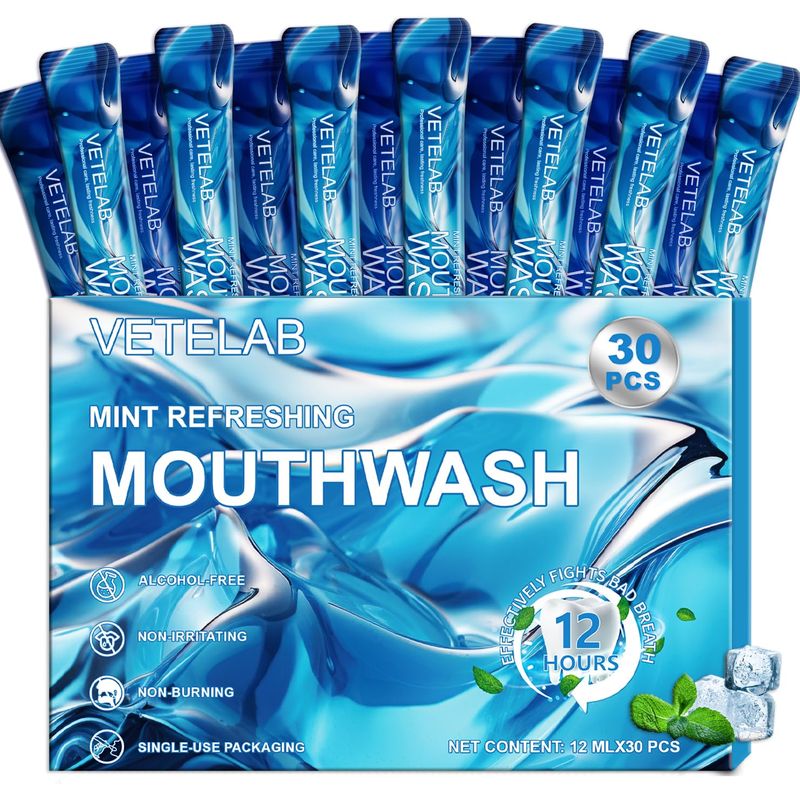 Portable Travel Size Mouthwash Packets - TSA-Approved Mini Mint ...