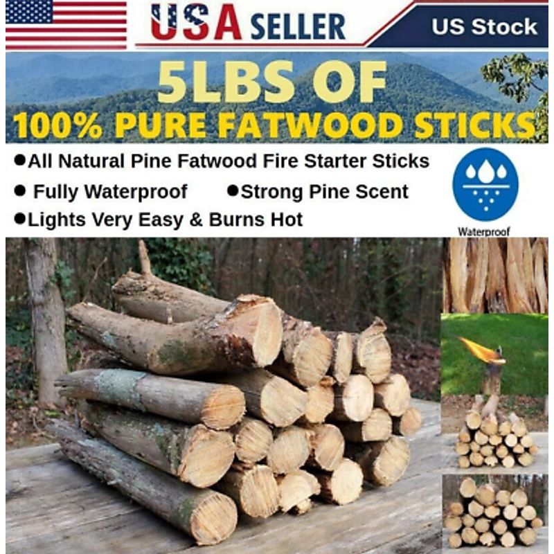5lbs Highly Concentrated Fatwood STICKS Natural Pine Fire Starter ...