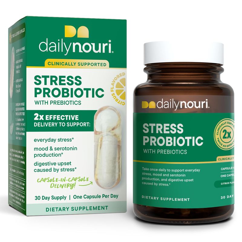 Nouri Stress Support Daily Prebiotic & Probiotic Capsules with Plant ...
