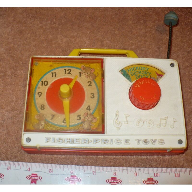 Fisher Price Vintage 1964 Clock Radio Music Box Hickory Dickory Dock ...
