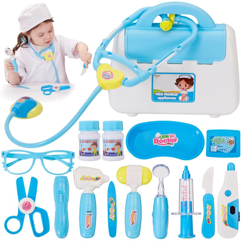 BUYGER 16 Pcs Kids Childs Toy Doctor Sets, Role Play Toys for 3 Year ...