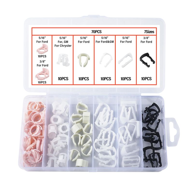 70PCS Car Fuel Line Clips,7 Size Nylon Fuel Line Repair Kit Replacement ...