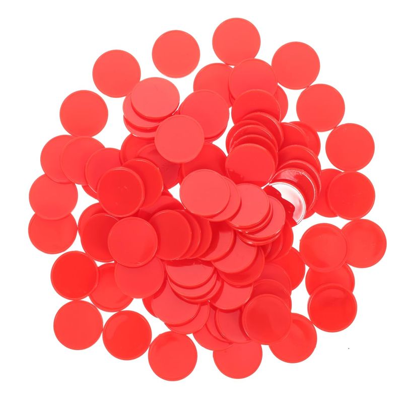 UPKOCH 100pcs Red Plastic Counting Chips, 25mm Small Bingo Chips, Blank ...