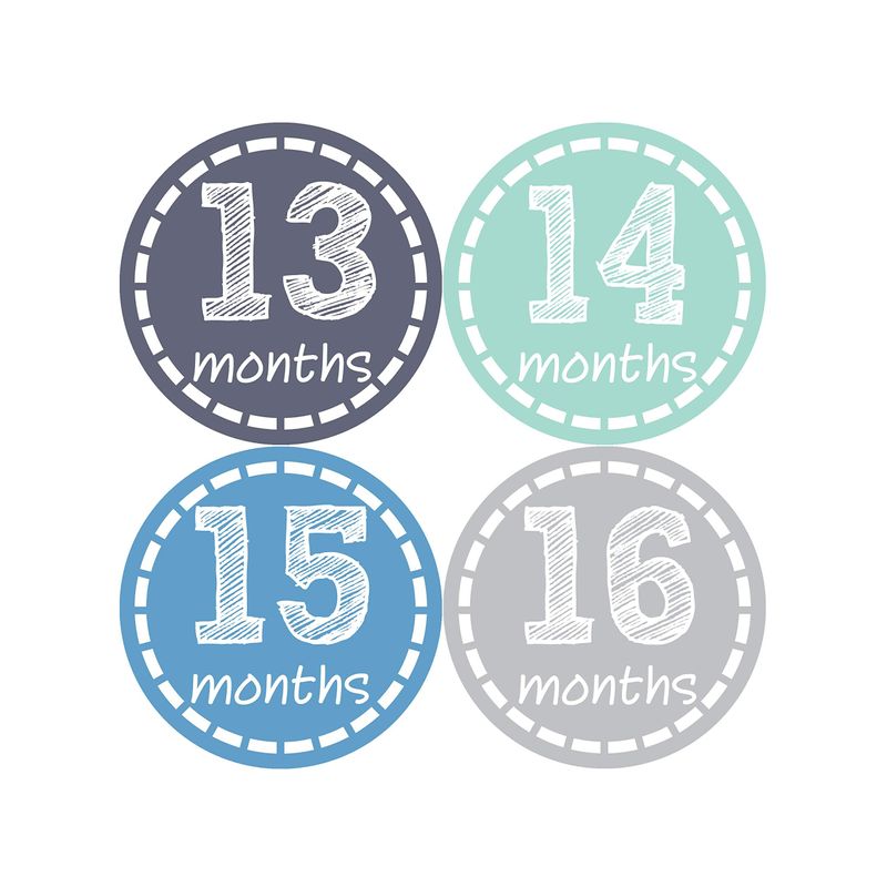 Months In Motion Baby Monthly Stickers - Style 115 (Months 13-24), Blue ...