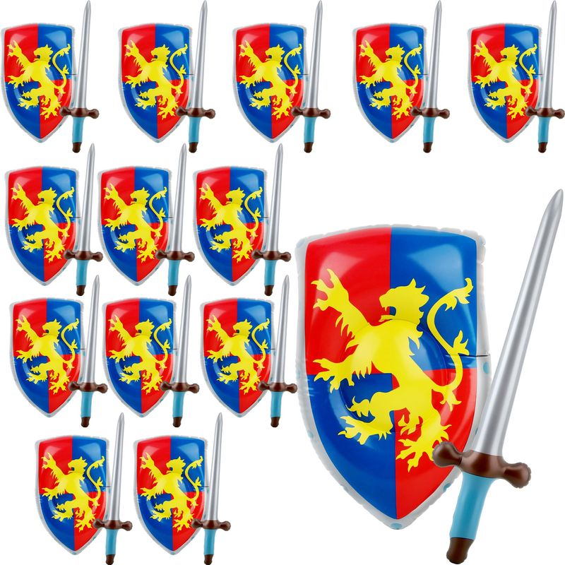28 Pcs Kids Inflatable Medieval Joust Sword and Shield Knight Set Toy ...