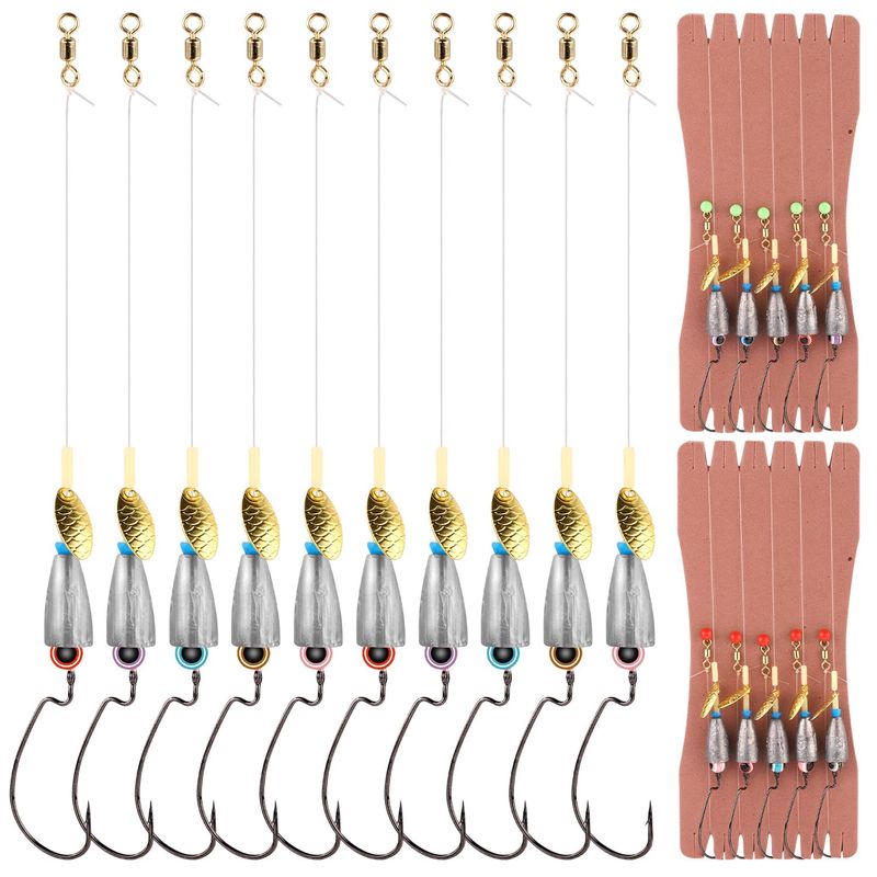 10 Pcs Texas Rig Fishing Kit, Fishing Texas Rigs Ready Kit Pre Rigged ...