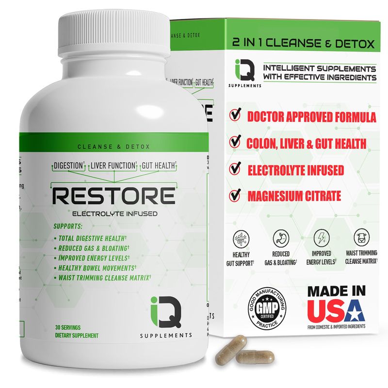 Restore 2 In 1 Colon Cleanse & Detox w/ Psyllium - Supports Digestion ...