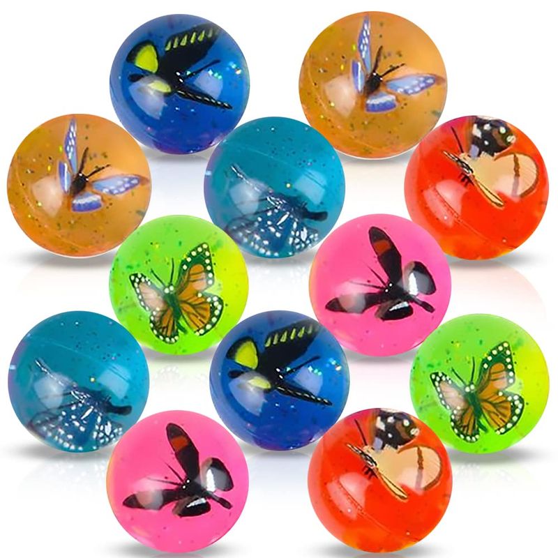 ArtCreativity Butterfly High Bounce Balls, Set of 12, Balls for Kids ...