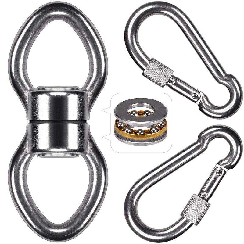 SELEWARE Silent Bearing Swing Swivel with 2 Carabiners, 360° Rotational ...