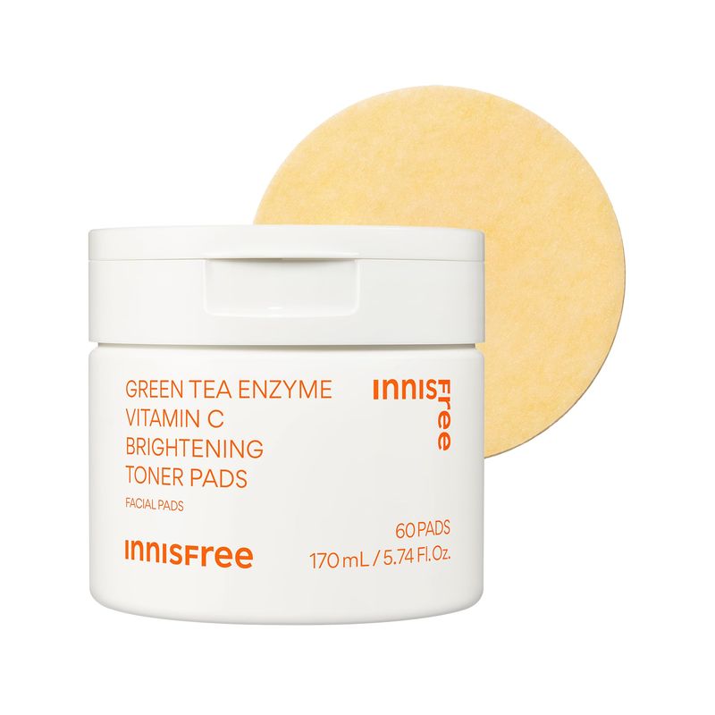 innisfree Green Tea Enzyme Vitamin C Brightening Toner Pads, Korean ...