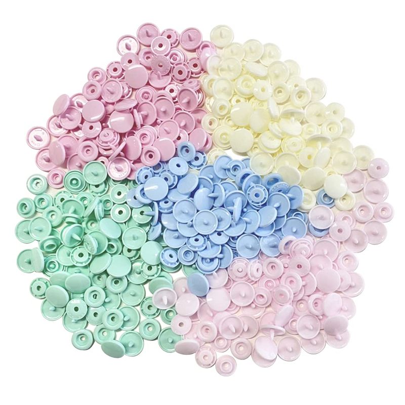 HappyHome 100 Pairs Plastic Snap Buttons 12mm Pastel Colors Plus Snap ...