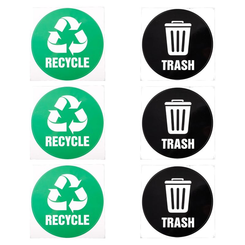 GroveEss 6PCS Recycle and Trash Logo Stickers,Waterproof Garbage ...