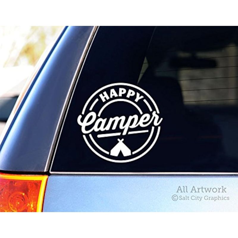 Happy Camper Car Window Decal - Tent Camping Vinyl Sticker - Camper ...