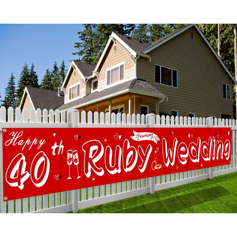 DPKOW Happy 40th Ruby Wedding Anniversary Banner for 40th Wedding ...