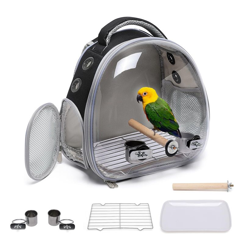 Ioview Bird Carrier Cage, Pet Travel Carrier Backpack with Standing ...