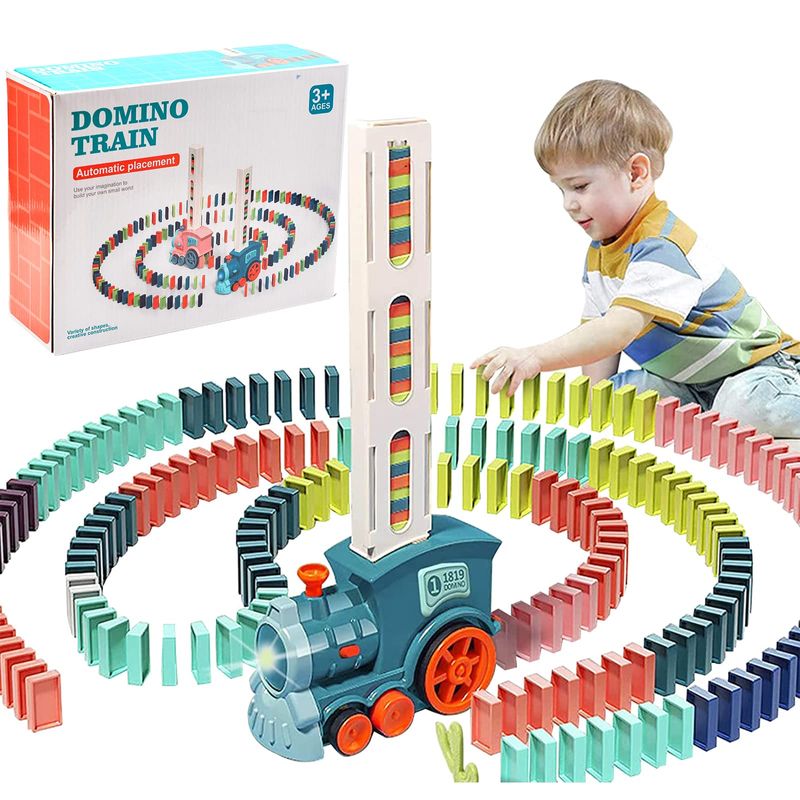 Domino Train Toy Set with 120PCS Domino Blocks, Automatic Domino Laying ...
