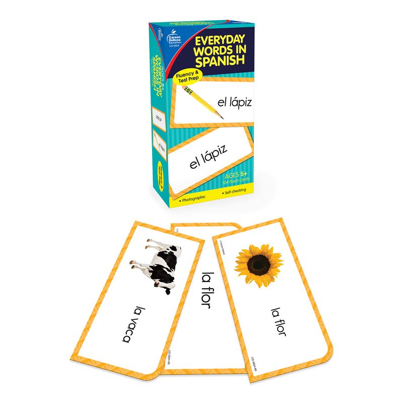 Carson Dellosa 104 Spanish Flash Cards for Kids, Spanish Vocabulary ...