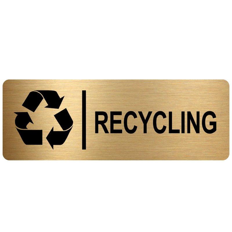 METAL Recycling Sign-WITH IMAGE-Brushed Gold Aluminium -Safety Security ...