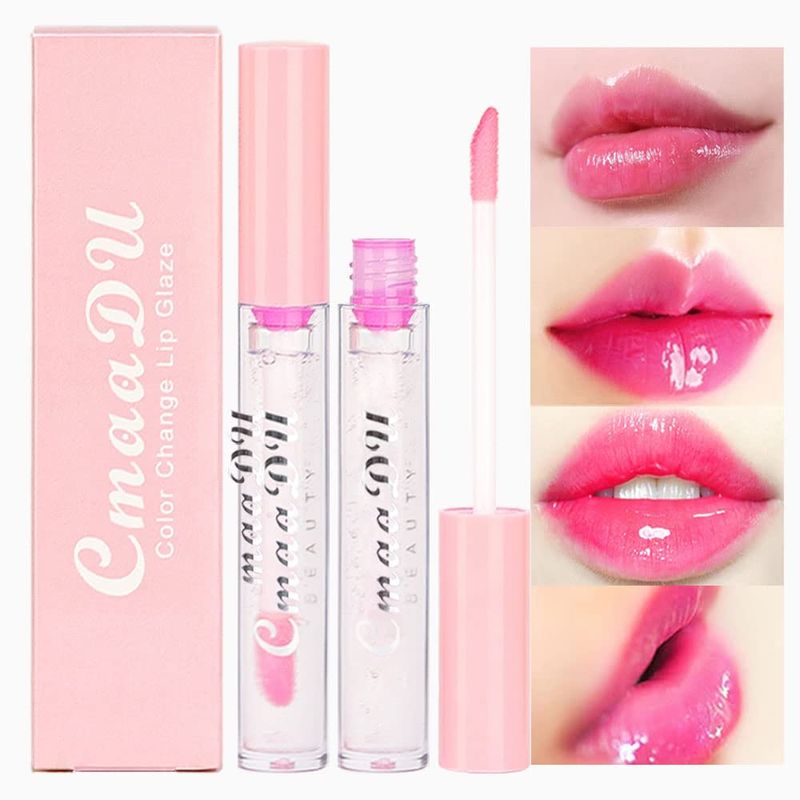 evpct 2Pcs Clear Color Changing PH Tinted Lip Gloss Sets for Women ...