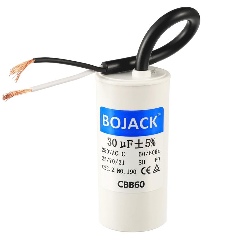 BOJACK Run Capacitor 30 uF MFD 250V AC120 MFD CBB60 2 Wire 50/60Hz ...