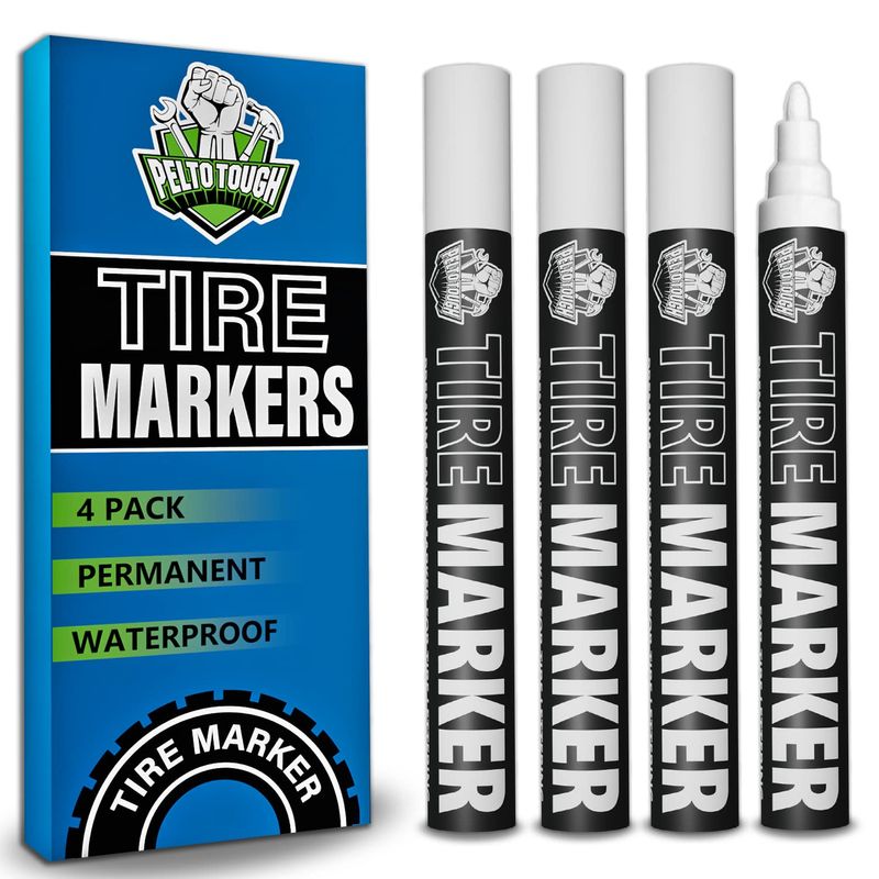 White tire Paint Marker for Car Tire Lettering - 4 Pack - Permanent ...
