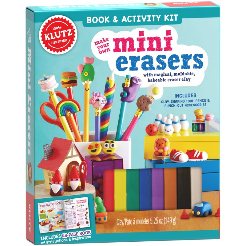 KLUTZ Make Your Own Mini Erasers Toy includes (8)colors of eraser clay ...