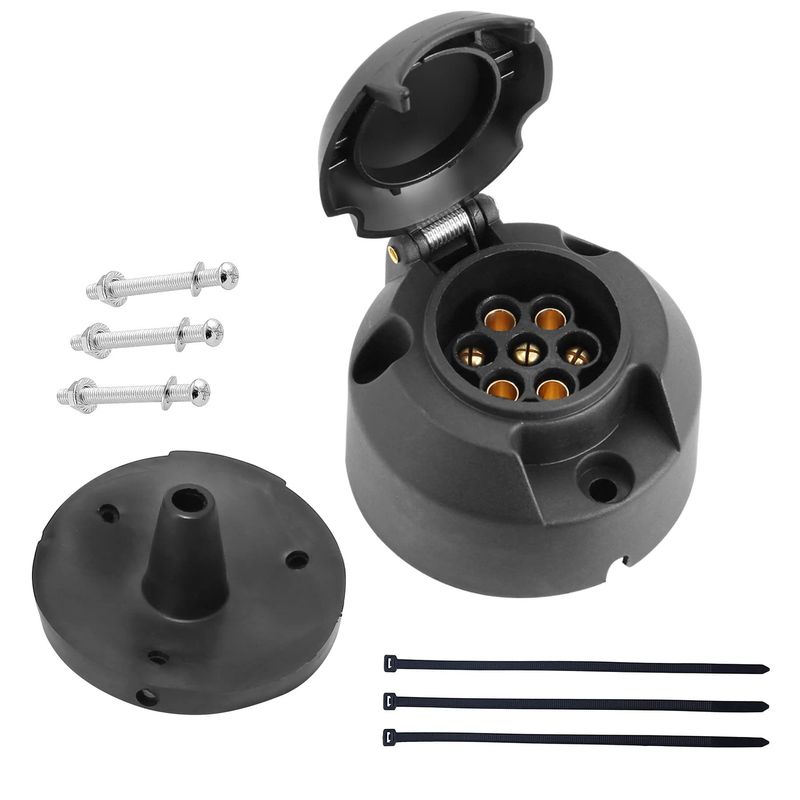 DARKGUARD 7pin Trailer Socket 12v,1Piece 7pin Female Trailer Connector ...