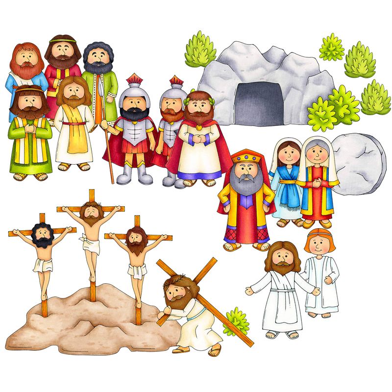 Easter Crucifixion Resurrection 19 pc Felt Figures Bible Felt/Flannel ...