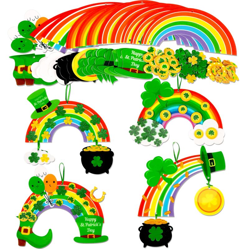 80UncleKimby 15Pcs St Patricks Day Crafts for Kids: Shamrock Rainbow ...
