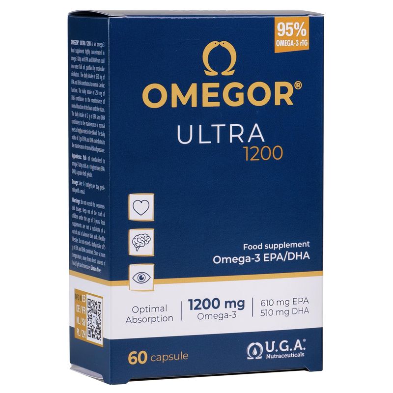 Omegor Ultra 1200-1200mg of Omega-3 in rTG Form per Capsule | 1120mg ...