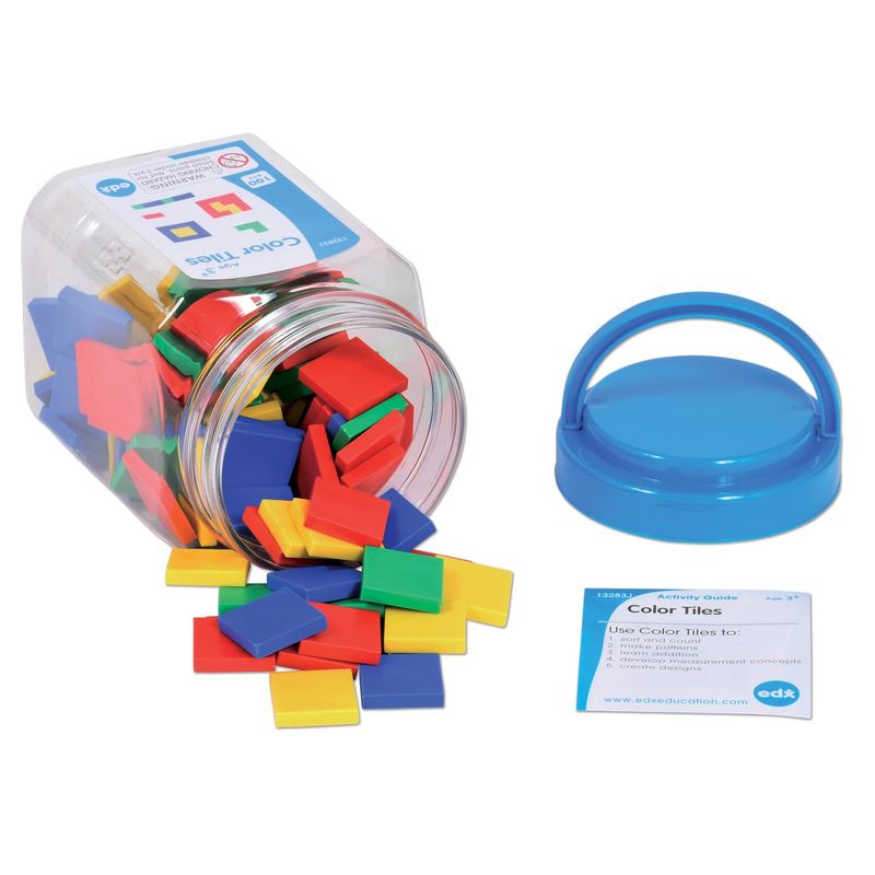 edxeducation Color Tiles - Mini Jar Set of 100 - Colorful, Plastic ...