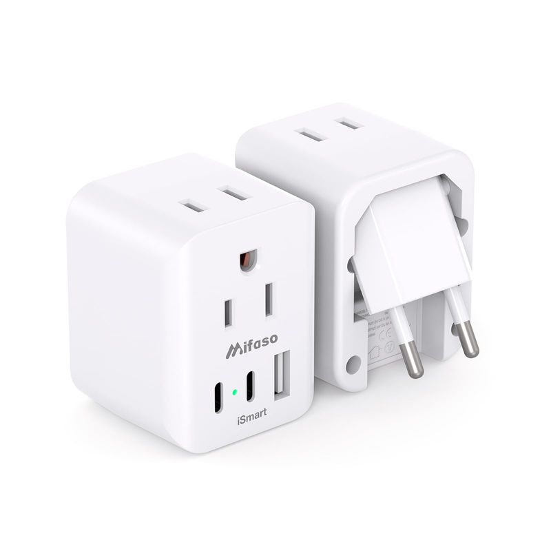 European Travel Plug Adapter, 2 Pack Foldable International Power Plug ...