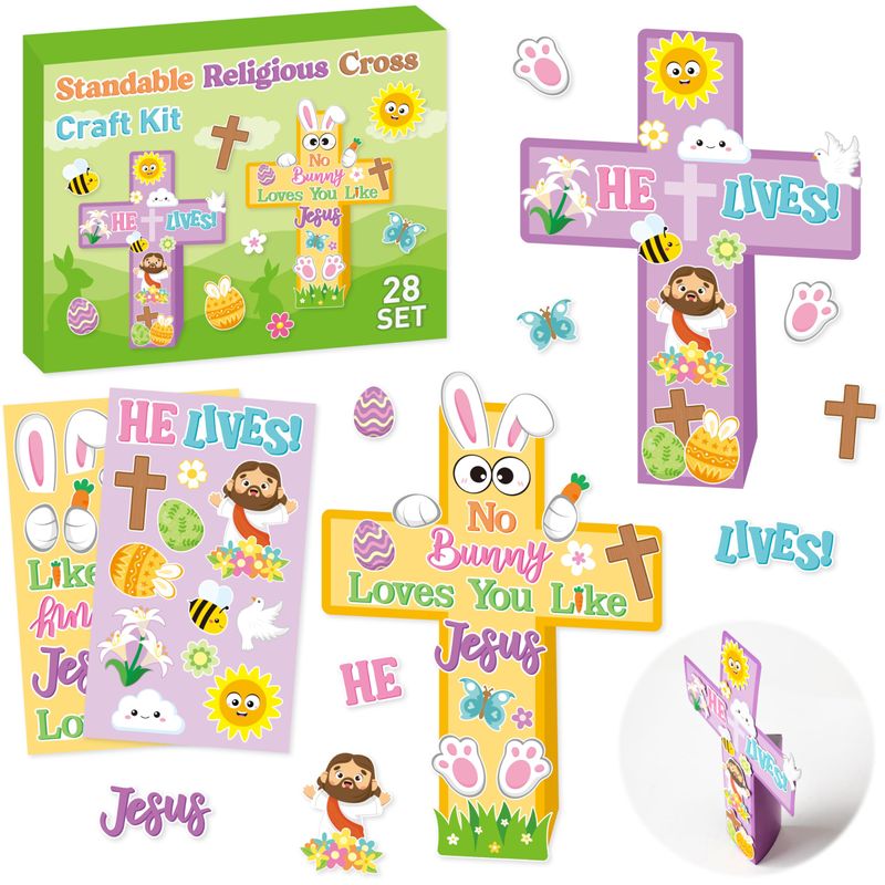 BeYumi Easter Standable Religious Craft - 28Pcs Easter Religious Cross ...