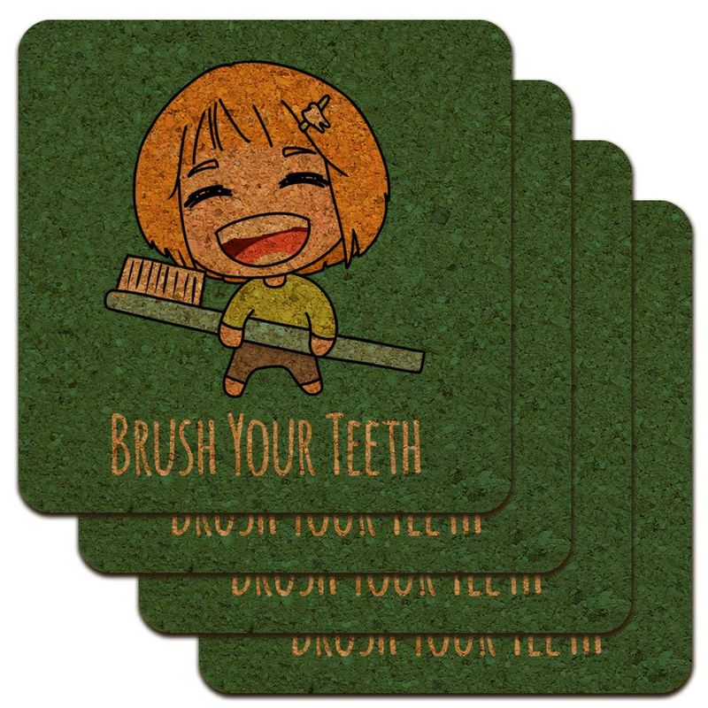 Brush Your Teeth Toothbrush Kawaii Chibi Low Profile Novelty Cork ...