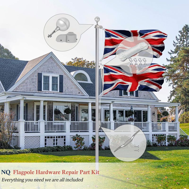 NQ Flag Pole Repair Parts Kit with 50 Feet Nylon Flag Pole Rope, 4 Pcs ...