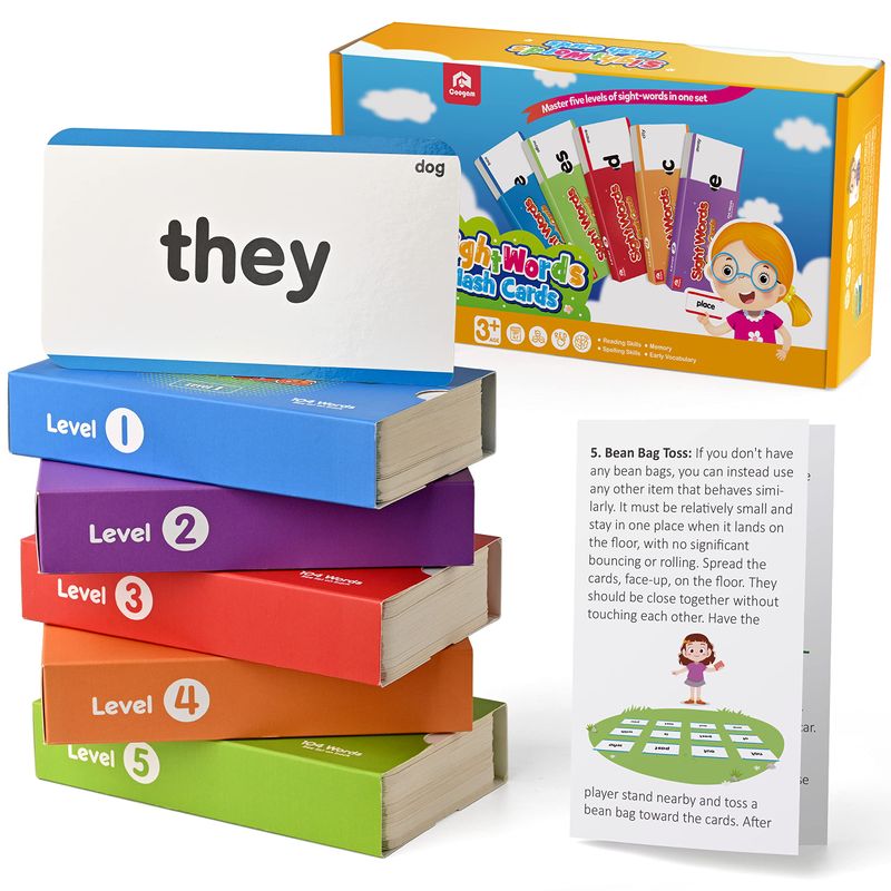 Coogam 520 Sight Words Learning Vocabulary Flash Cards, Dolch Fry High ...
