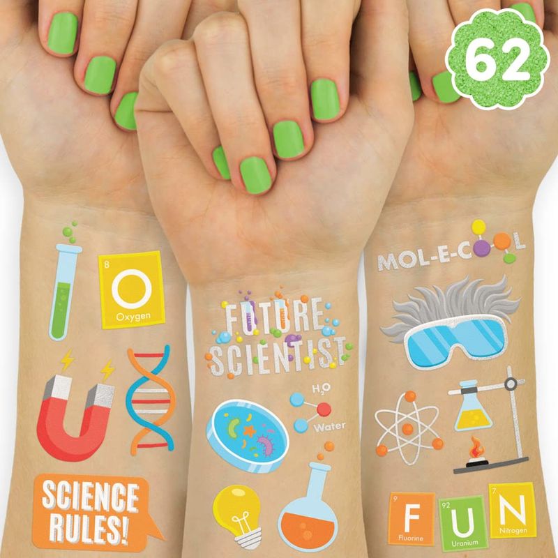 xo, Fetti Science Party Temporary Tattoos - 62 Silver Foil Styles | Future Mad Scientist ...