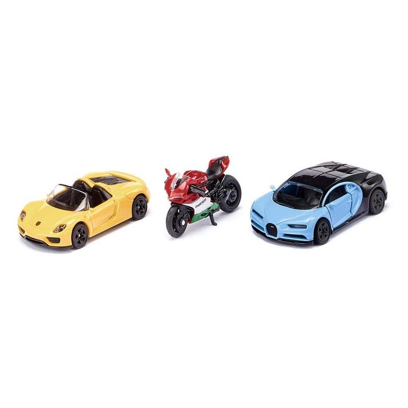 siku 6313, Sports Car and Motorbike, Metal,Plastic, Yellow,Red,Blue ...