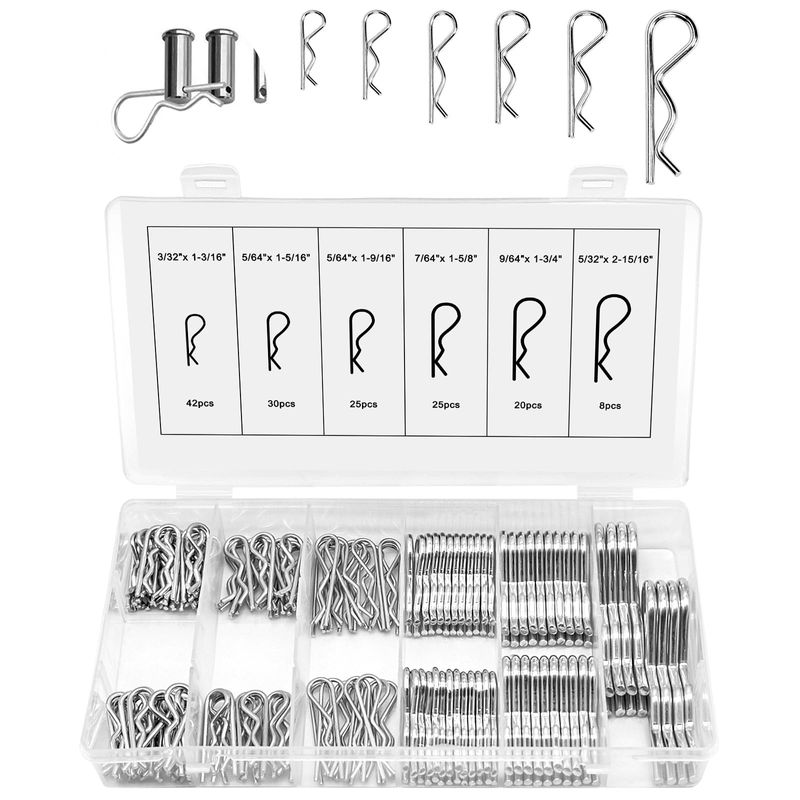 150pcs Cotter Pins Hairpin R Pins Assortment Kit, Split Pins R Shaped ...