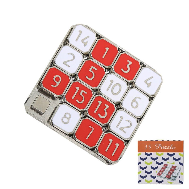 Metal Number Slide 15 Puzzle Red and White Number Sliding Puzzle ...