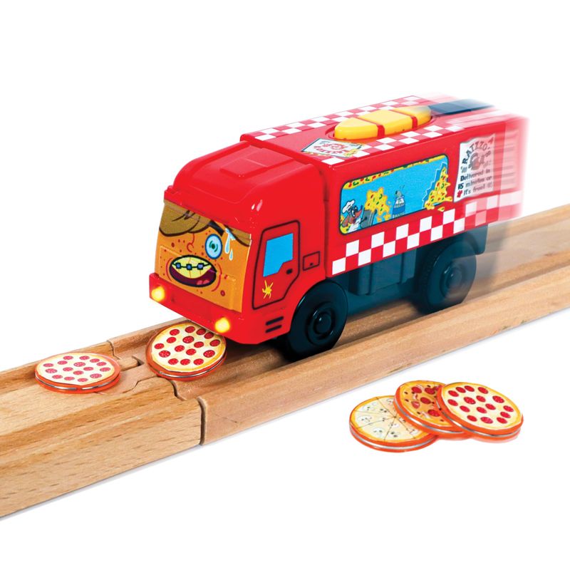 ZANY TRAINS Pete-Za Motorized Train for Wooden Track - Pizza Themed ...