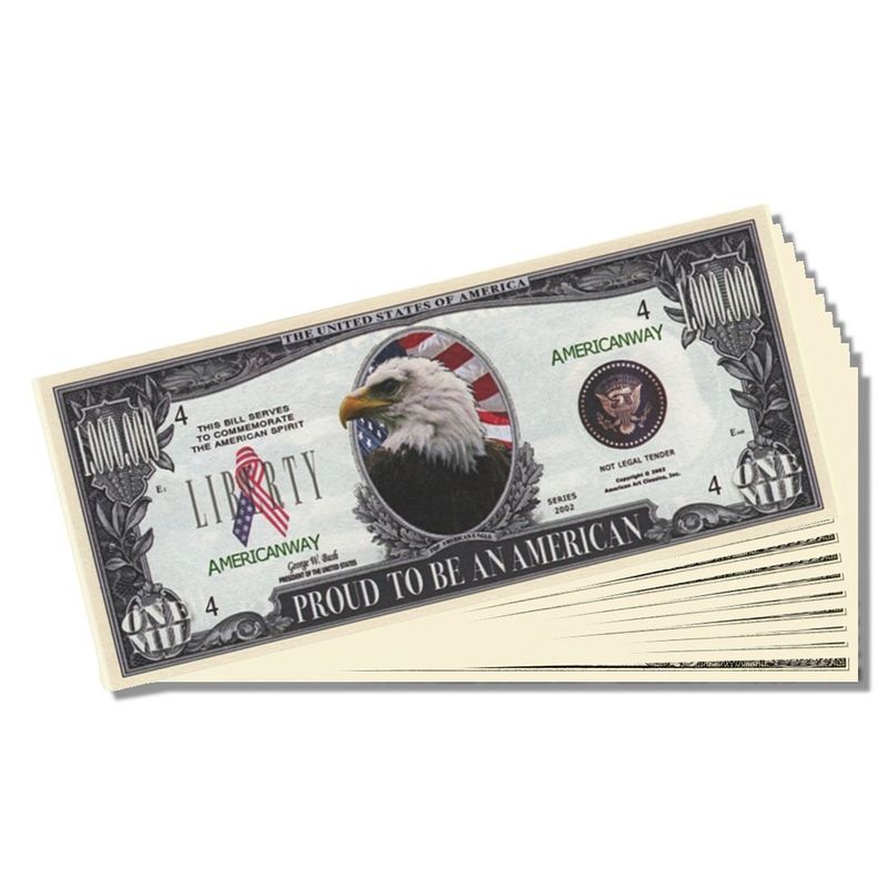 Proud to Be an American Novelty Million Dollar Bill - Set of 50 With 1 ...