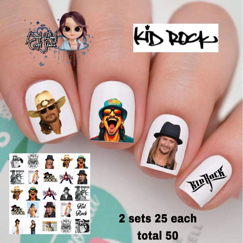 Kid Rock Band Waterslide Nail Decals Set Of 50 Bonus & Instructions ...