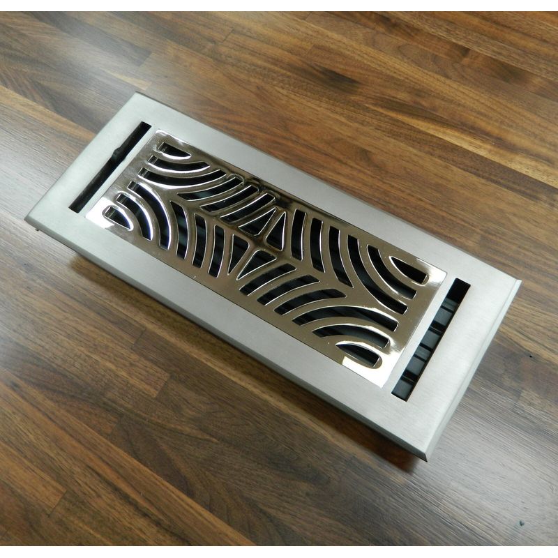 Signature Hardware SH551224SNPN 4” x 12” Floor Register Satin/Polished ...