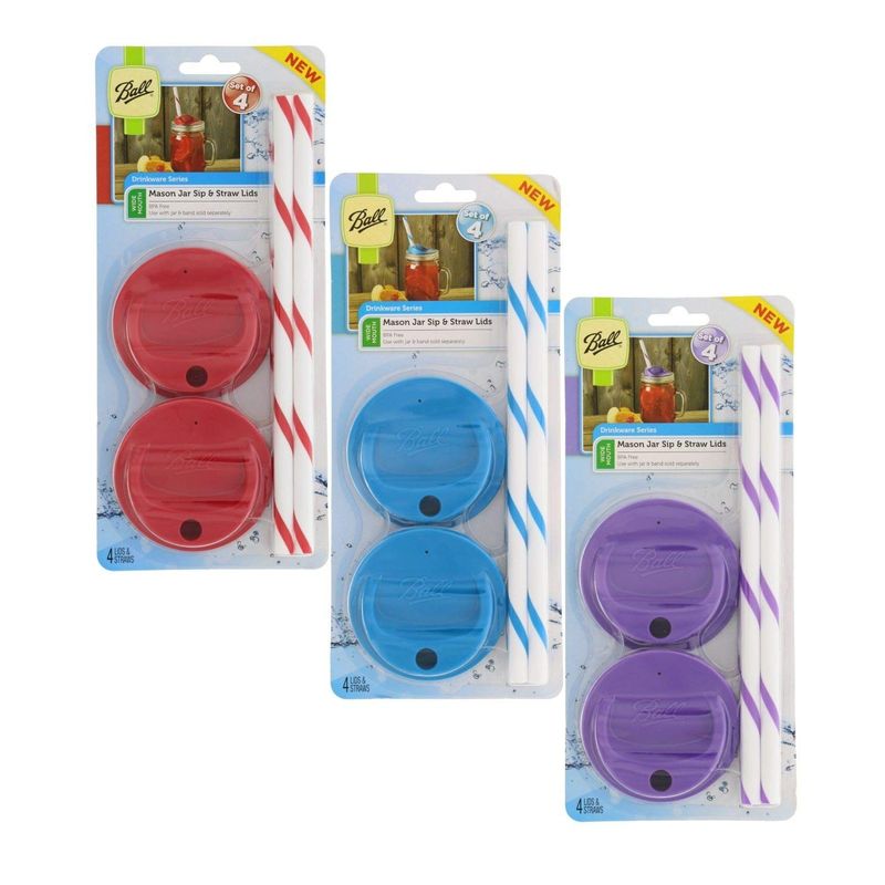 Ball Mason Jar Sip & Straw Lids Set - BPA-Free & Dishwasher Safe ...