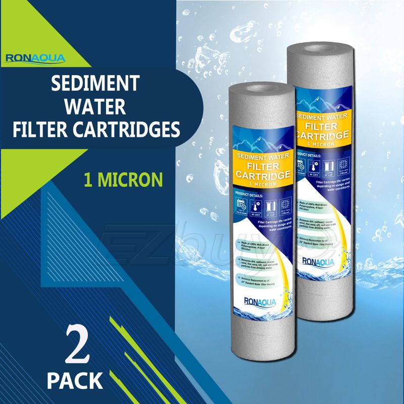 2 Pack Sediment 1 Micron Water Filter Cartridges 2.5" x 10" for Reverse ...